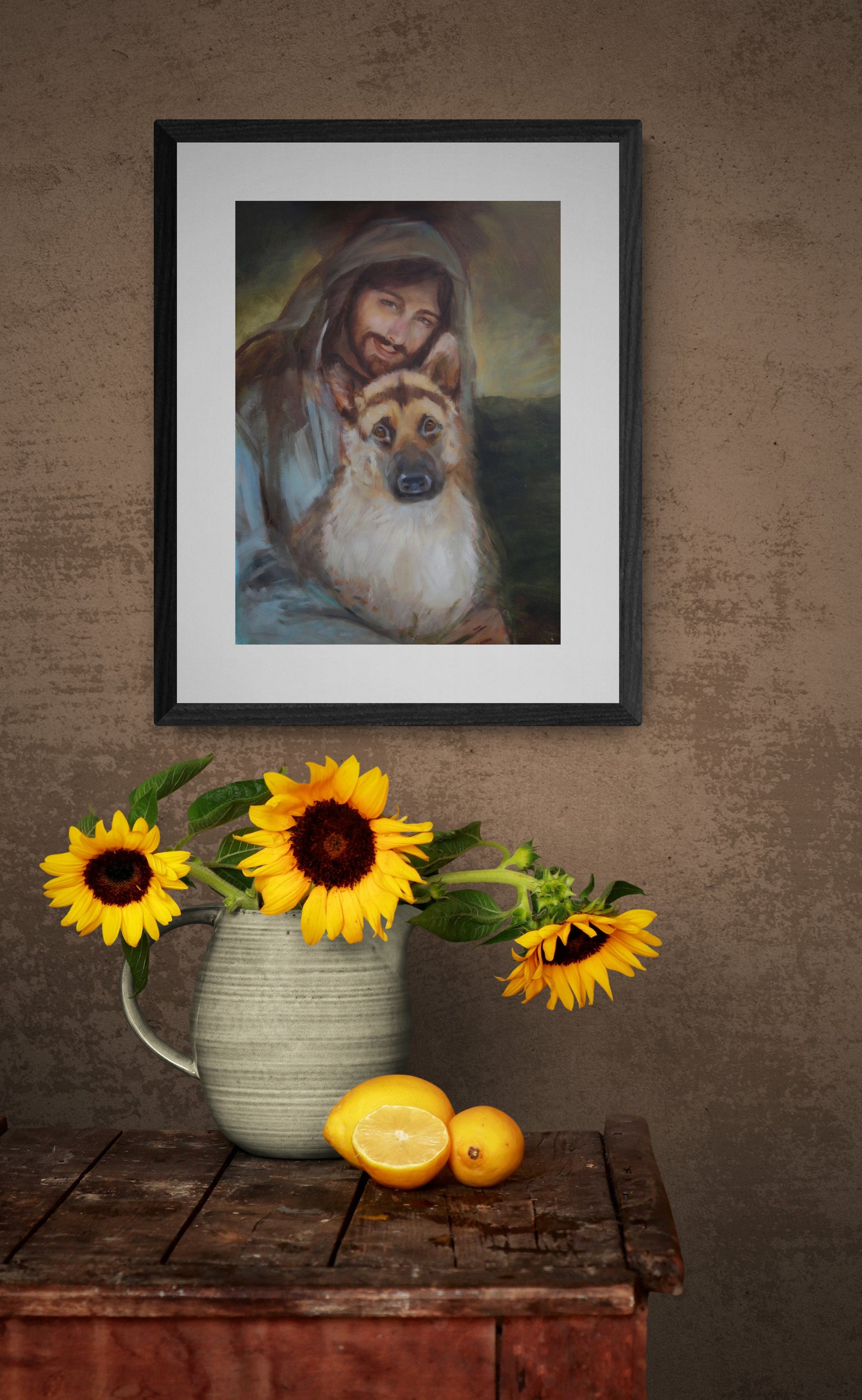 German Shepherd With Jesus Print, German Shepherd Art Print - Etsy