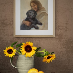 Black Labrador Art, Black Lab With Jesus Print, Labrador Lover Gift - Etsy