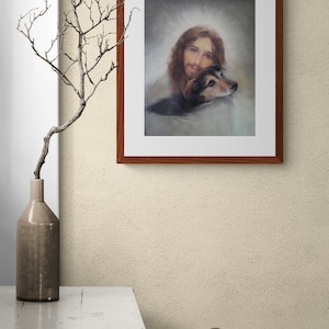 Dog Lover Gift, Jesus Holding Yellow Lab Dog Pastel Print - Etsy