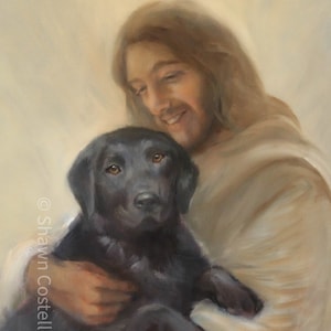 Black Labrador Art, Black Lab With Jesus Print, Labrador Lover Gift - Etsy