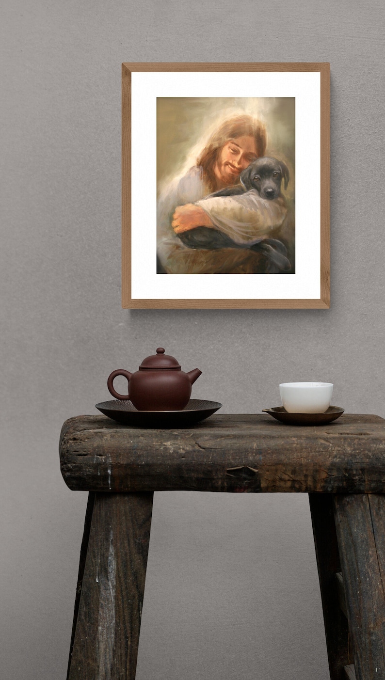 Jesus With Black Lab Dog Black Labrador With Jesus Gift for - Etsy