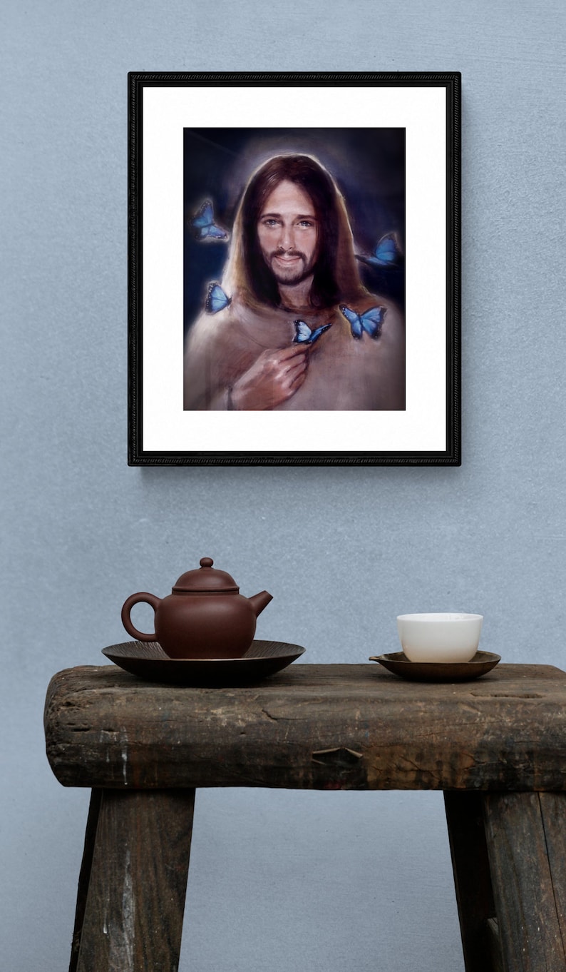 Butterfly Art Print With Jesus Jesus Print With Butterflies - Etsy Canada