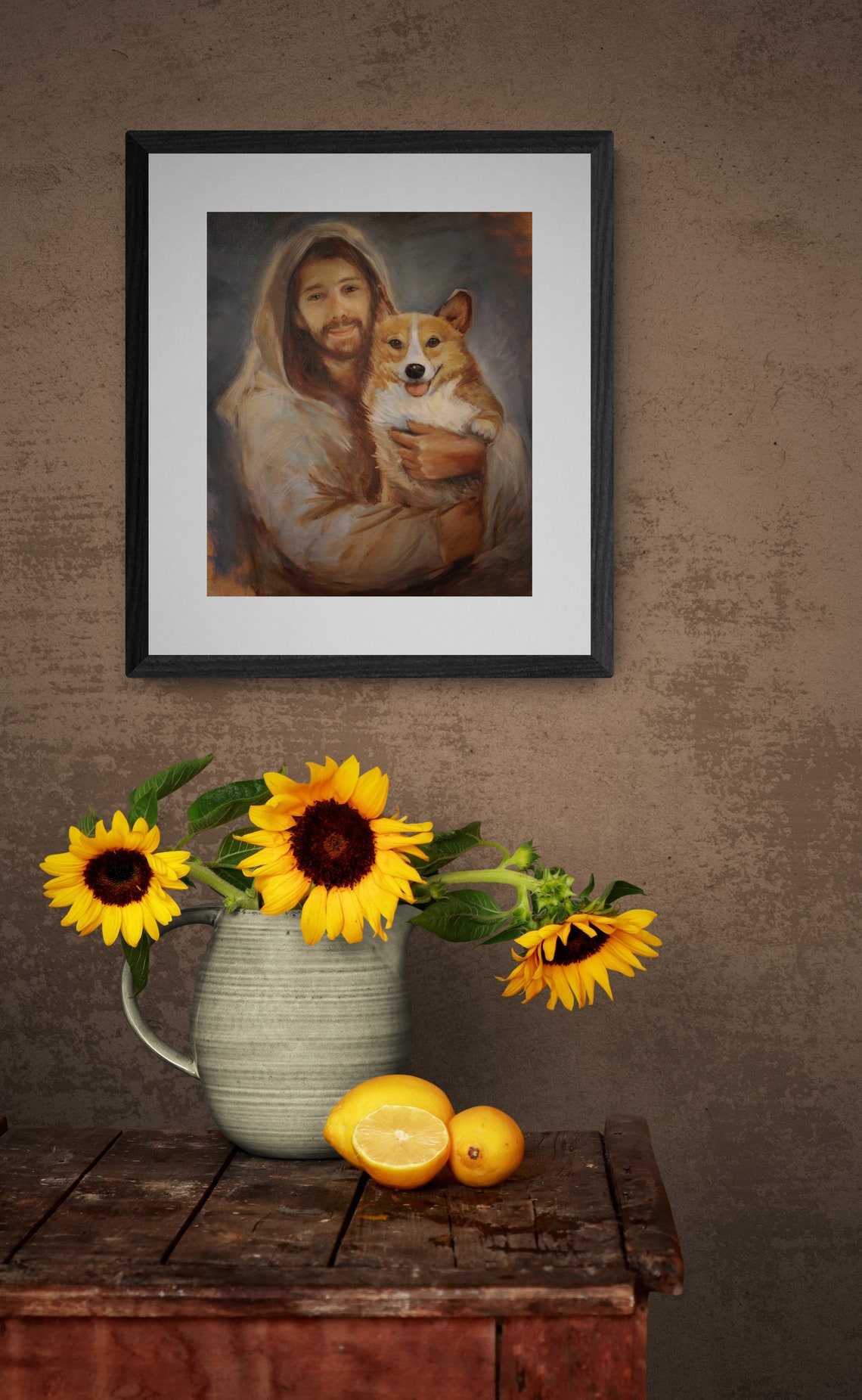 Art Print of Corgi With Jesus Corgi Dog Art Gift Corgi Art - Etsy