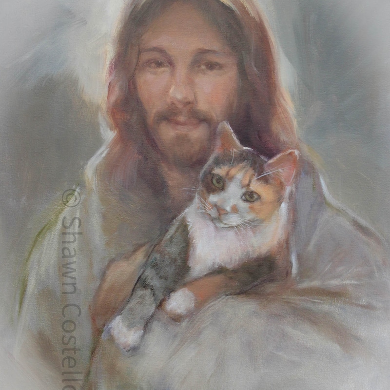 Jesus With Cat - Etsy