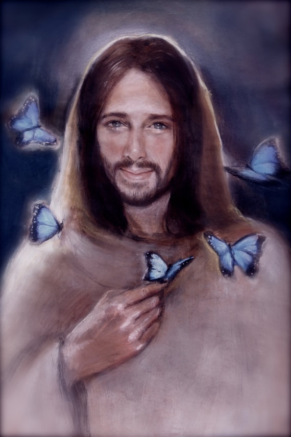 Butterfly Art Print With Jesus Jesus Print With Butterflies - Etsy