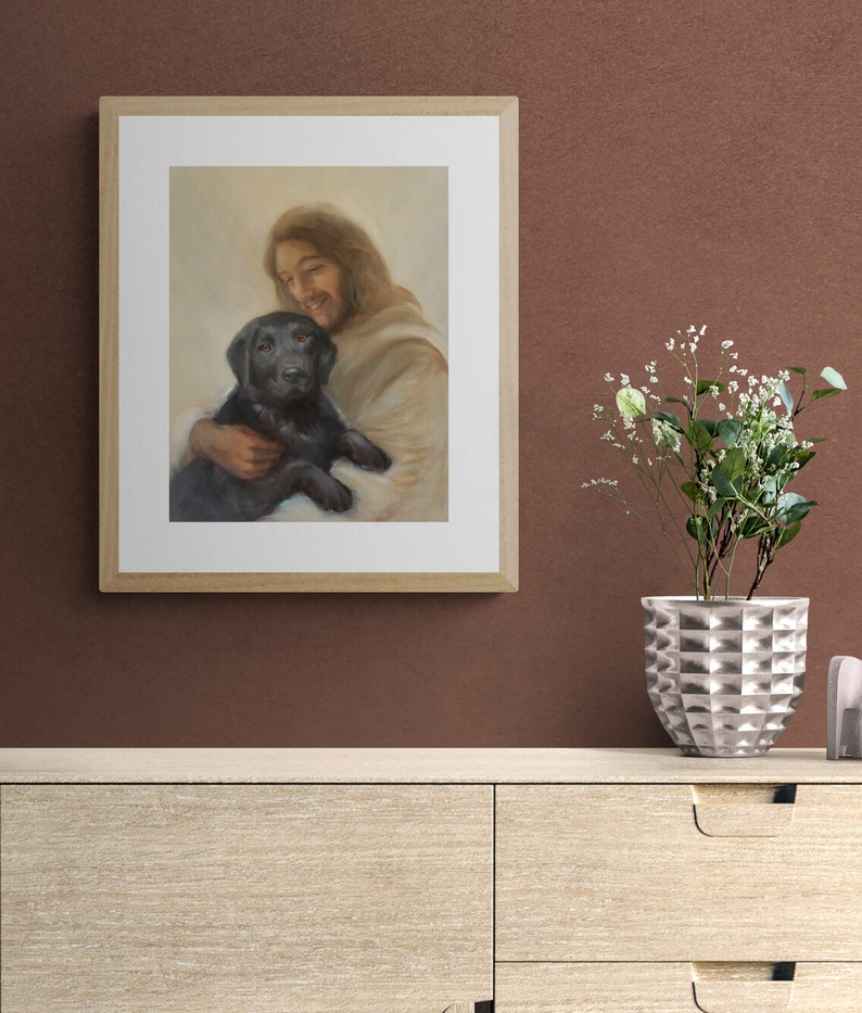 Black Labrador Art, Black Lab With Jesus Print, Labrador Lover Gift - Etsy
