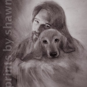 Jesus Hugging Dog With Floppy Ears, Stray Dog Love - Etsy