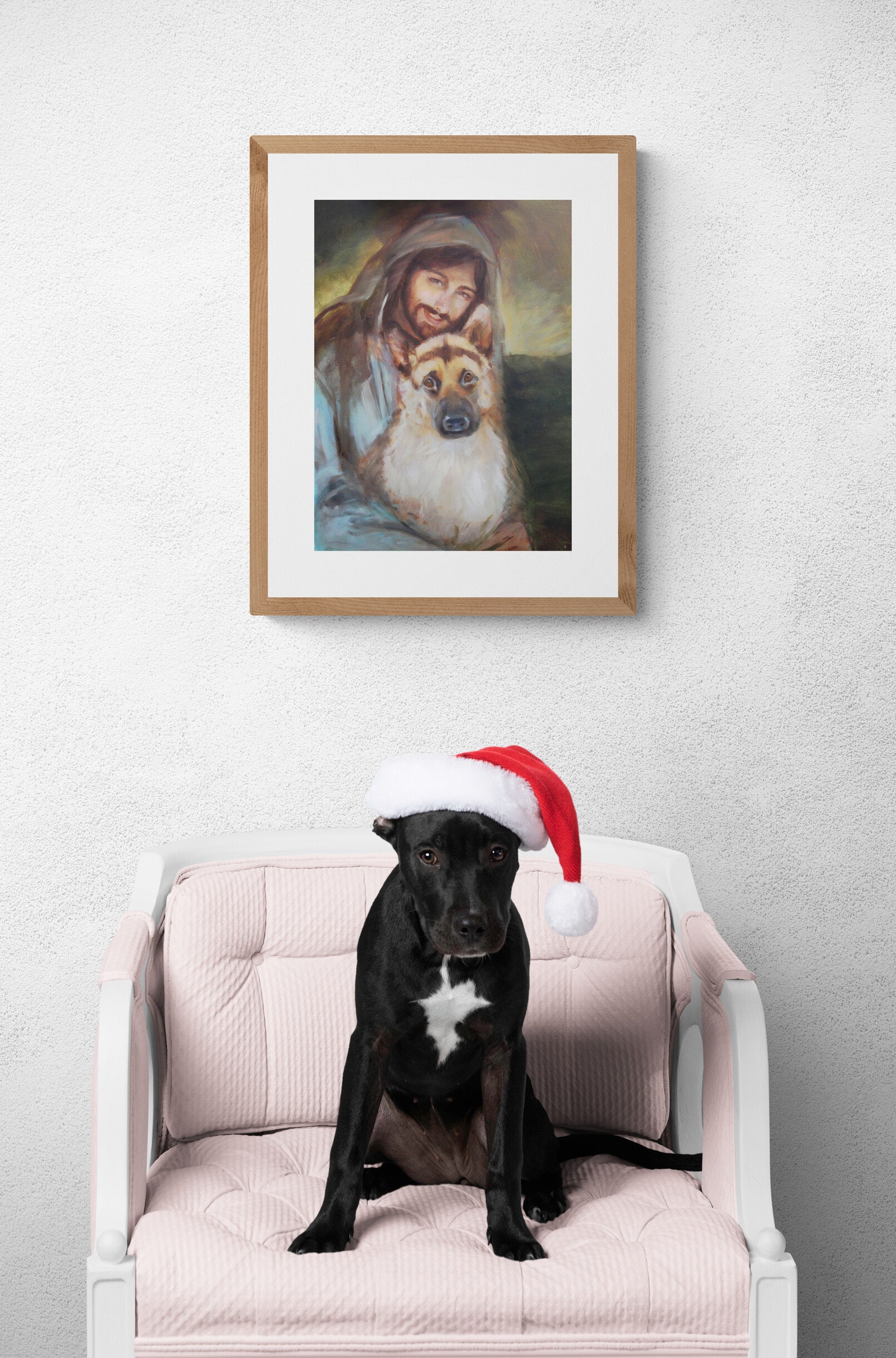 German Shepherd With Jesus Print, German Shepherd Art Print - Etsy