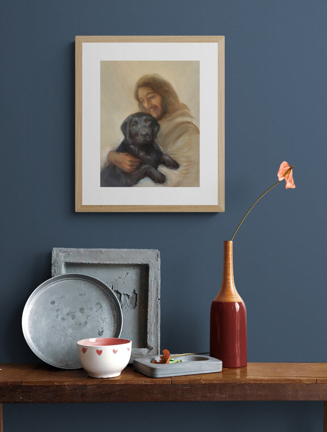 Black Labrador Art, Black Lab With Jesus Print, Labrador Lover Gift - Etsy