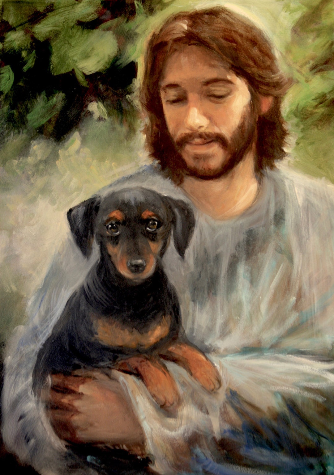 Art Print Dachshund Dog With Jesus, Unique Print Dachshund Dog - Etsy