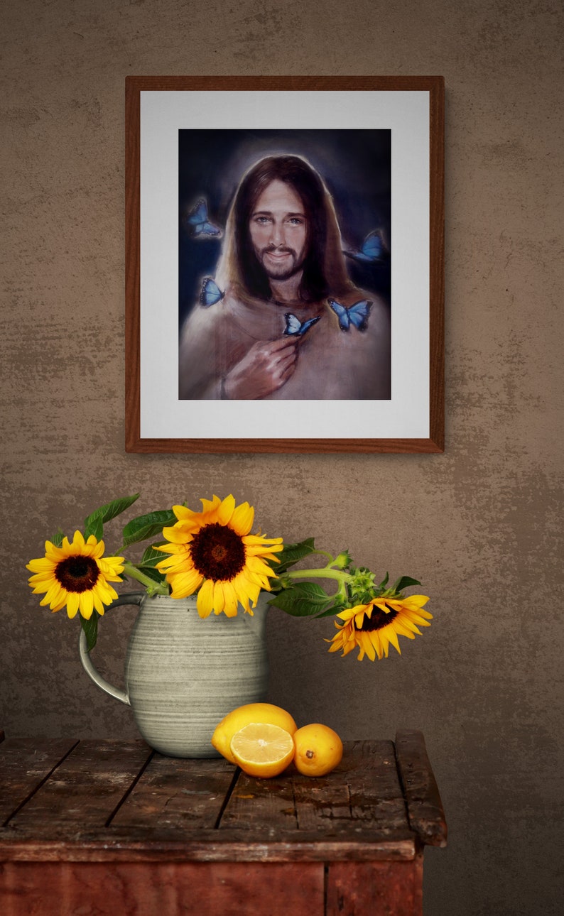 Butterfly Art Print With Jesus Jesus Print With Butterflies - Etsy Canada