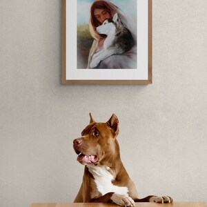 Siberian Husky Art Print, Jesus With Husky Dog, Husky Dog Lover Art ...