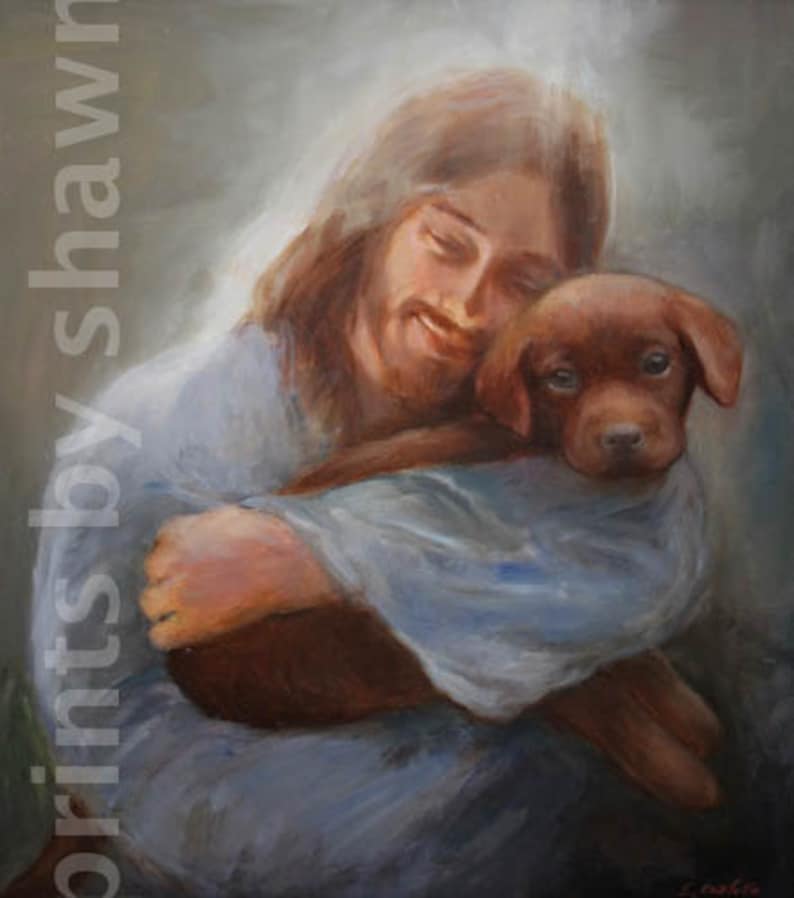 Chocolate Lab Dog Art Print Chocolate Labrador Art Jesus - Etsy