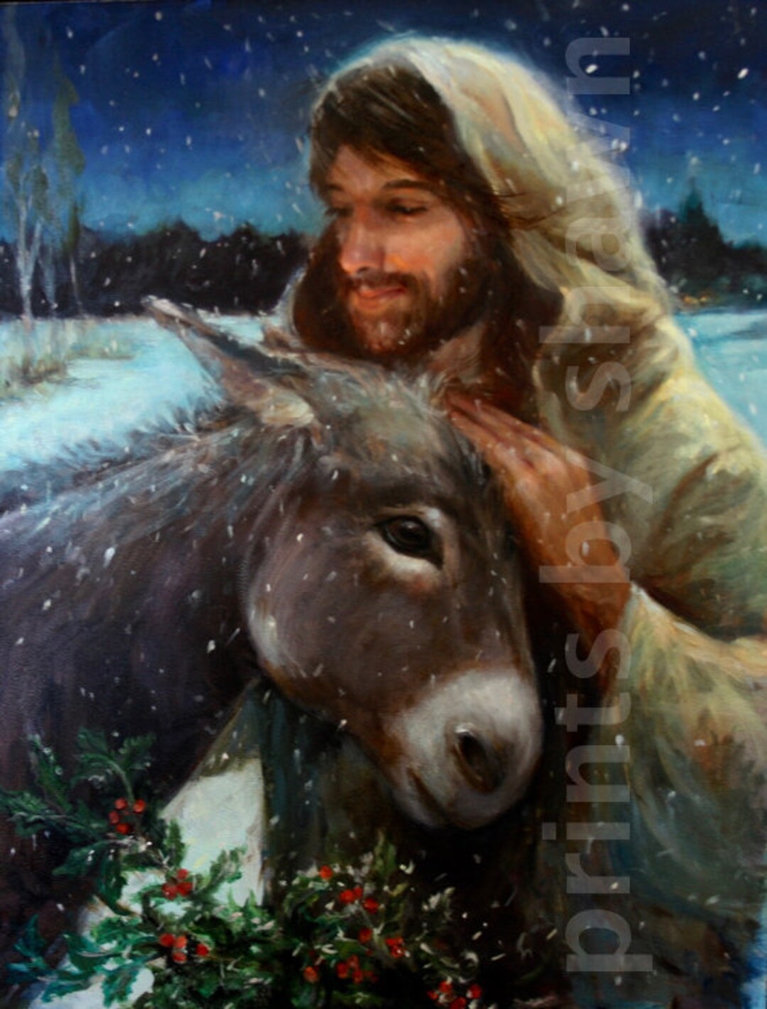 Christmas Donkey With Jesus - Etsy