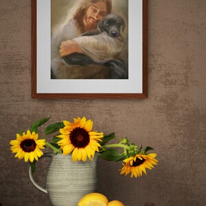 Jesus With Black Lab Dog, Black Labrador With Jesus, Gift for Lab Lover ...