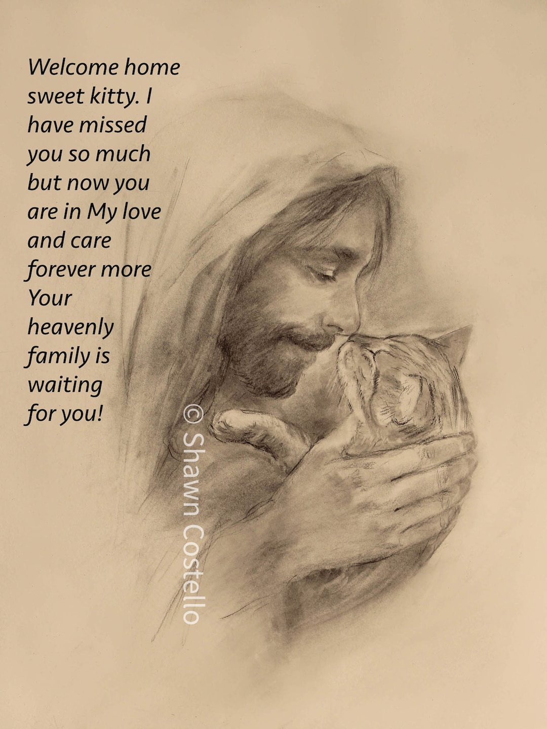 Cat Art Print Original With Poem Welcome Home Sweet Kitty Art - Etsy