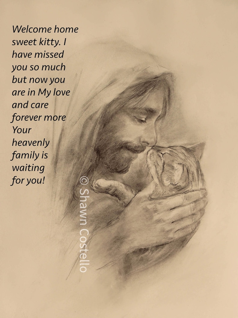 Cat Art Print Original With Poem Welcome Home Sweet Kitty Art - Etsy