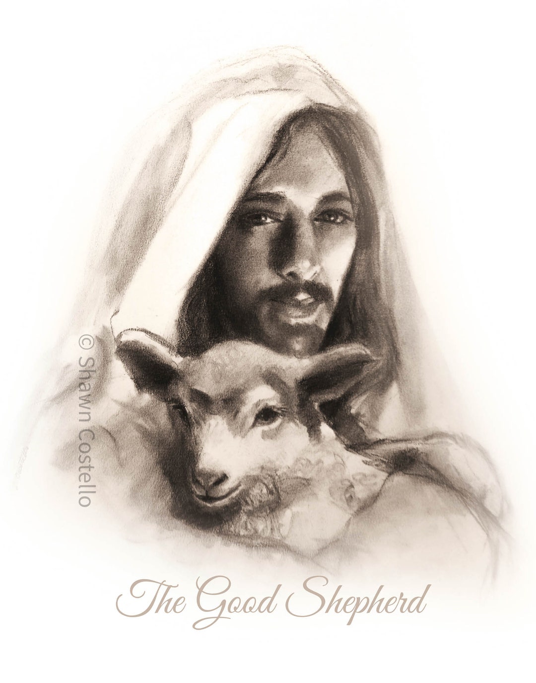 The Lord is My Shepherd , Art Print of Jesus and Lamb - Etsy