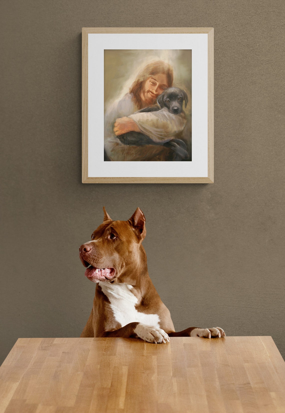 Jesus With Black Lab Dog Black Labrador With Jesus Gift for - Etsy