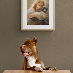 Jesus With Black Lab Dog, Black Labrador With Jesus, Gift for Lab Lover ...