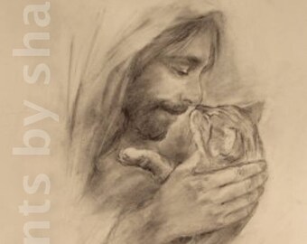 Jesus With Cat | Etsy