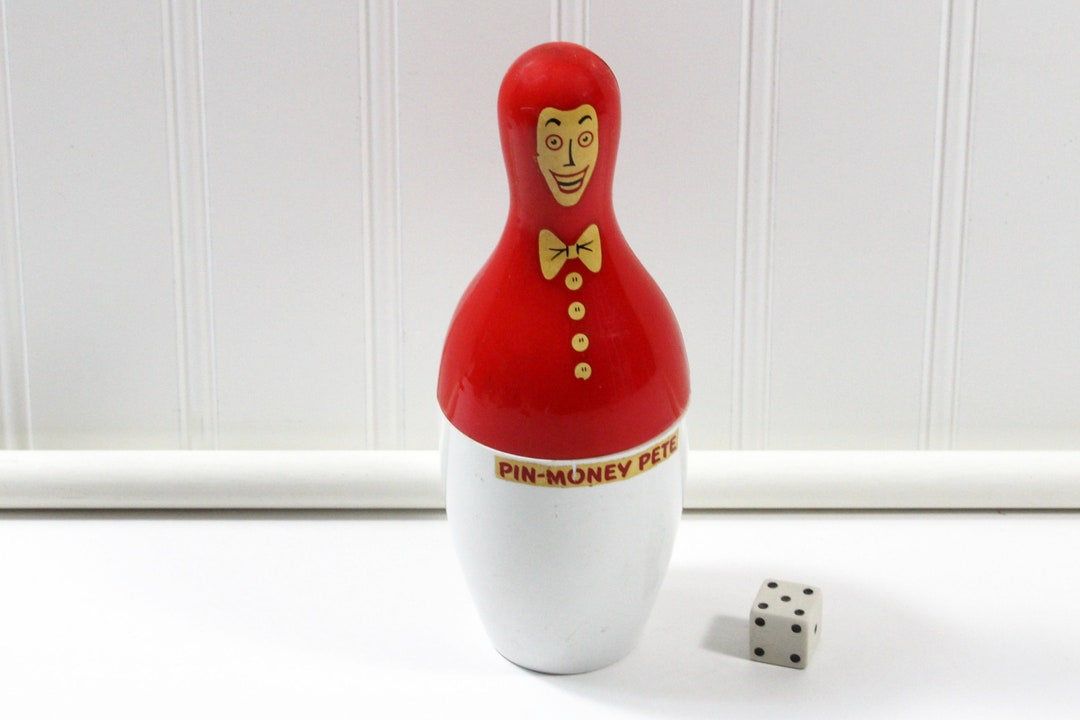 Vintage Novelty Pin-money Pete Bowling Pin Coin Bank - Etsy