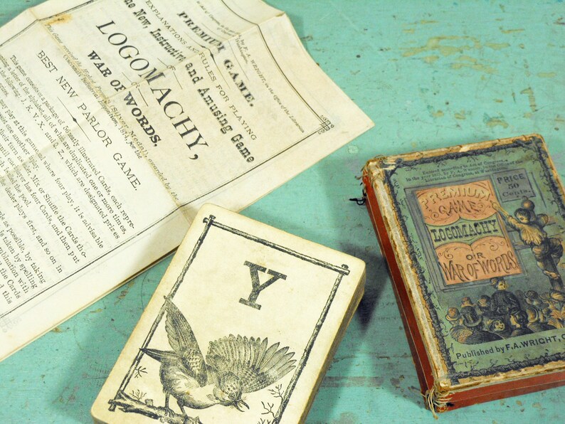 Antique Logomachy or War of Words Card Game 1874 F.A Wright | Etsy