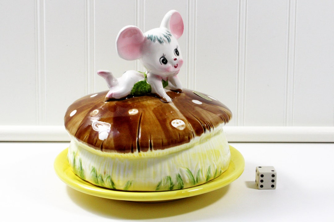 Vintage Enesco Missy Mouse Mushroom Covered Cheese Plate, Butter Dish ...