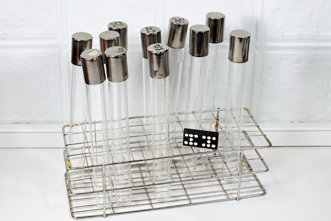 Vintage Metal Test Tube Rack With 11 Large Bell Labs Culture Test Tubes ...