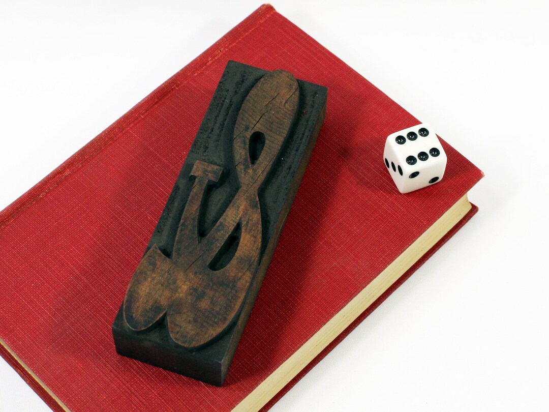 4 Inch Vintage Narrow Wooden Ampersand Print Block, Letterpress Symbol ...