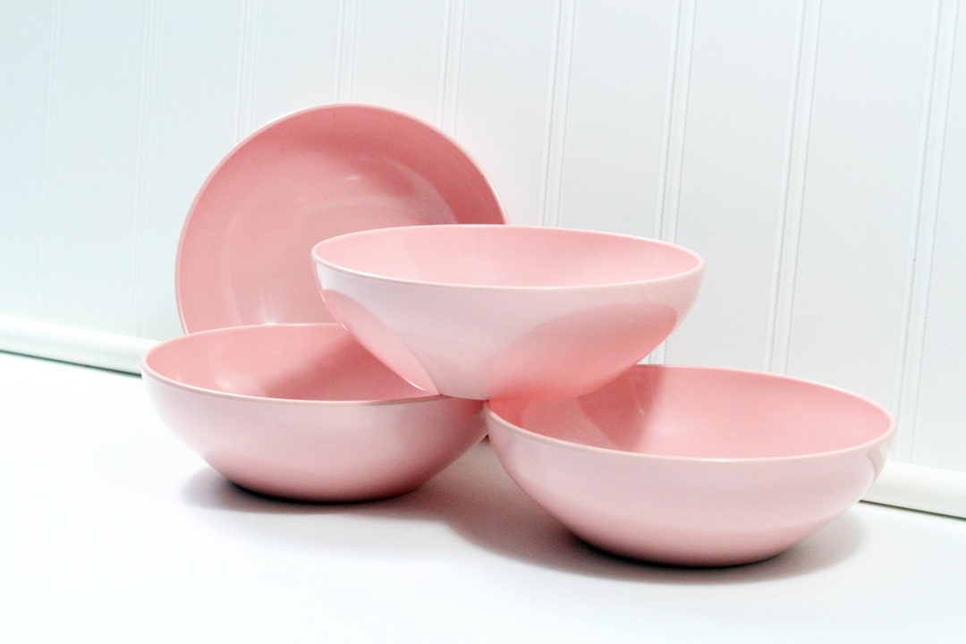 Four Vintage Pink Melamine Bowls - Etsy
