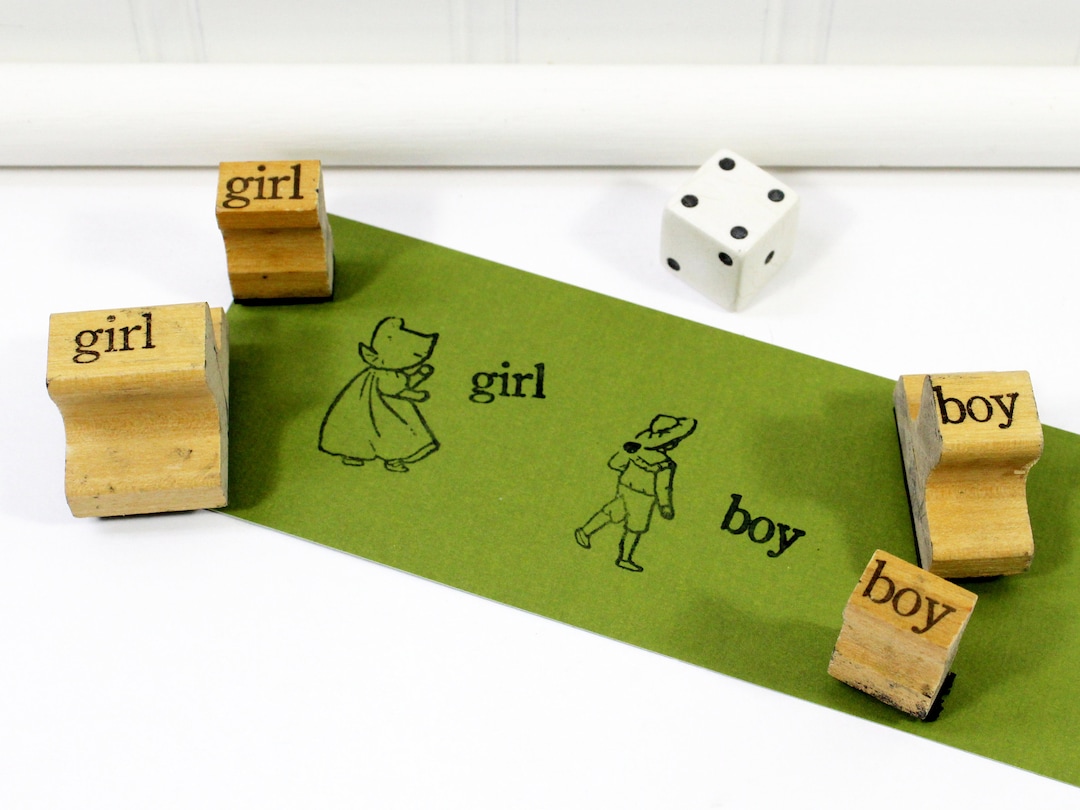 Boy & Girl, Four Vintage Word and Picture Rubber Stamps - Etsy