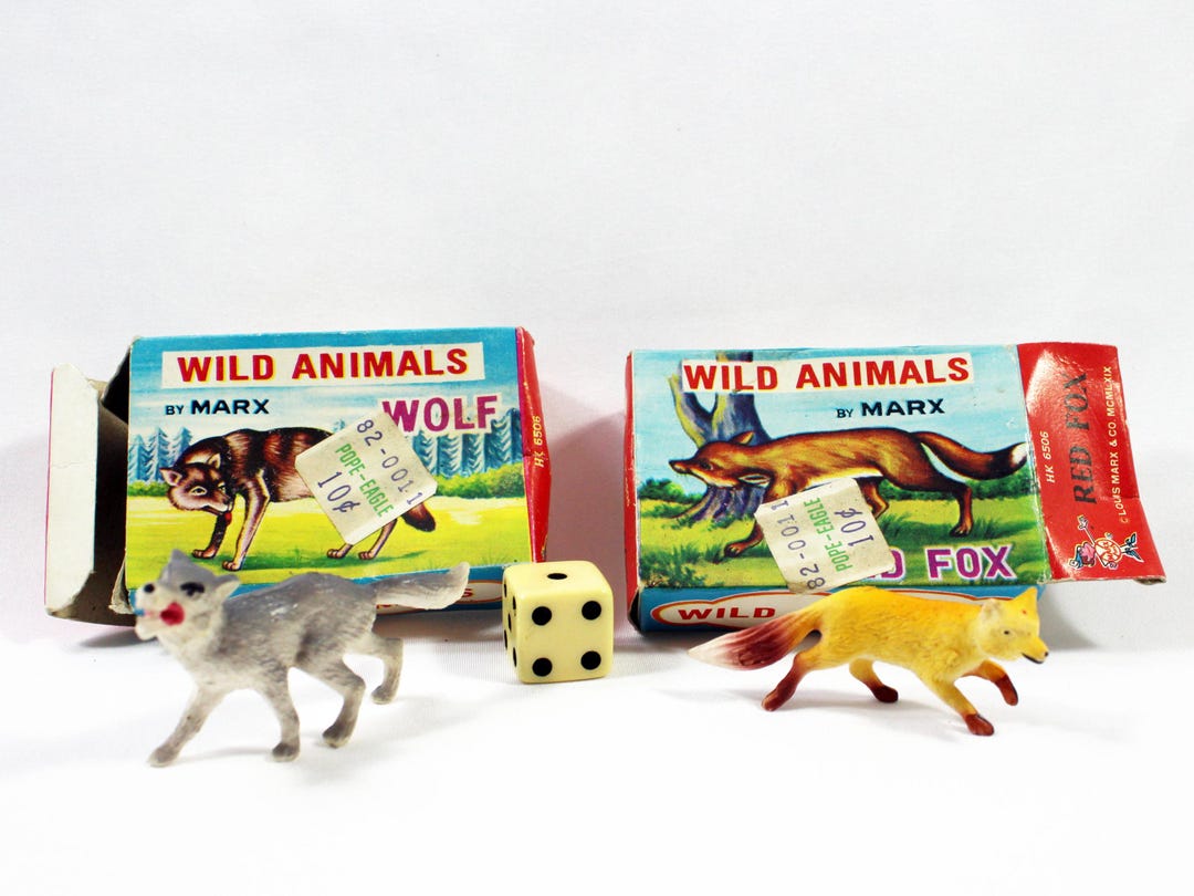 Two Vintage Marx Toys Animal Kingdom Figurines in Original Boxes, Red ...