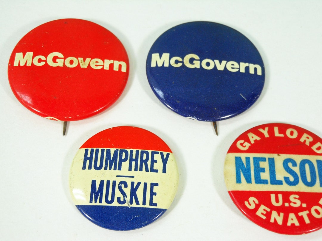 Four Vintage Political Pinpack Buttons Mcgovern, Gaylord Nelson ...