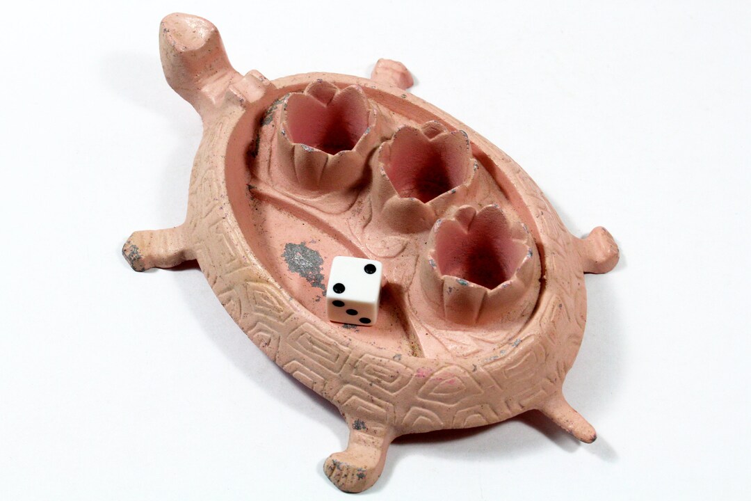 Vintage Pink Emig Cast Metal Turtle Candlestick Holder & Ashtray Dish ...