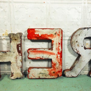 Three Red Rustic Wooden Marquee Letters HER Red Wooden - Etsy