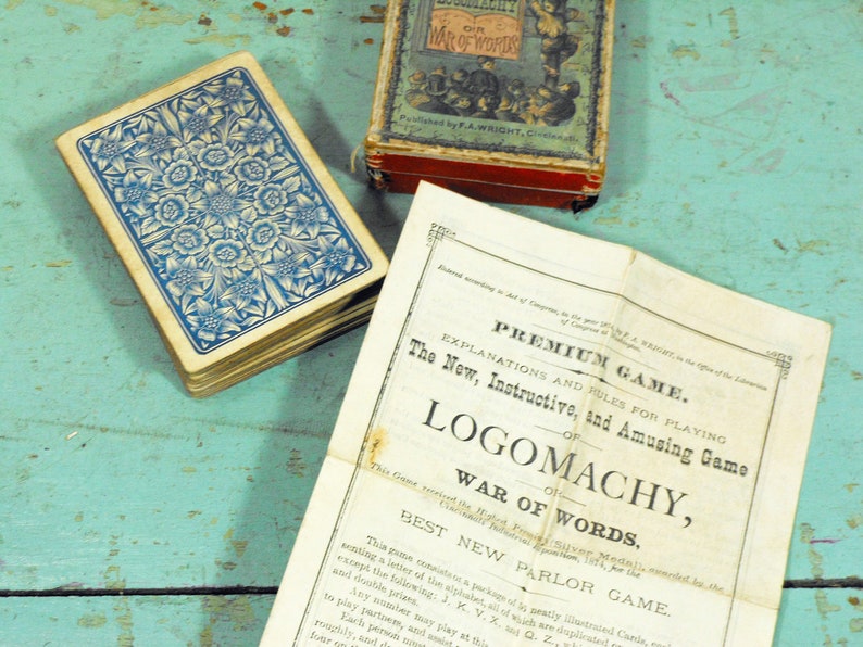 Antique Logomachy or War of Words Card Game 1874 F.A Wright | Etsy