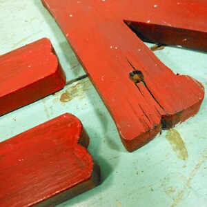 Three Red Rustic Wooden Marquee Letters HER Red Wooden - Etsy