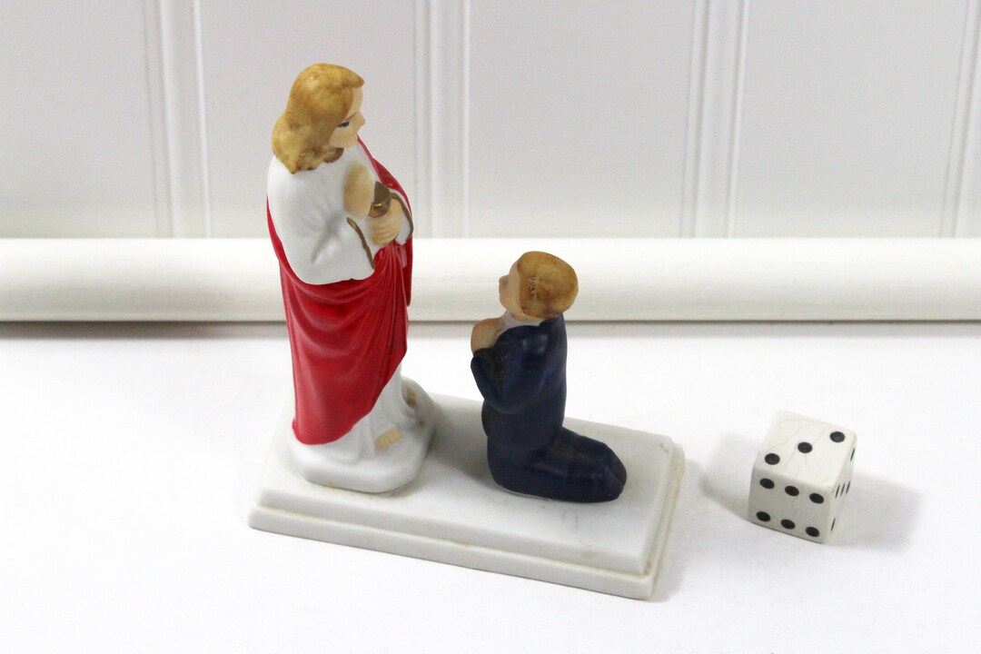 Vintage Porcelain 60s First Communion Figurine, Jesus and Kneeling Boy ...