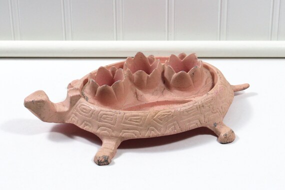 Vintage Pink Emig Cast Metal Turtle Candlestick Holder Dish - Etsy