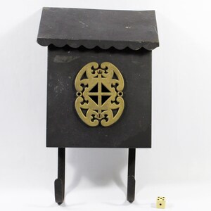 Vintage Black Metal Wall Mount Mailbox With Newspaper Holder, Gold ...
