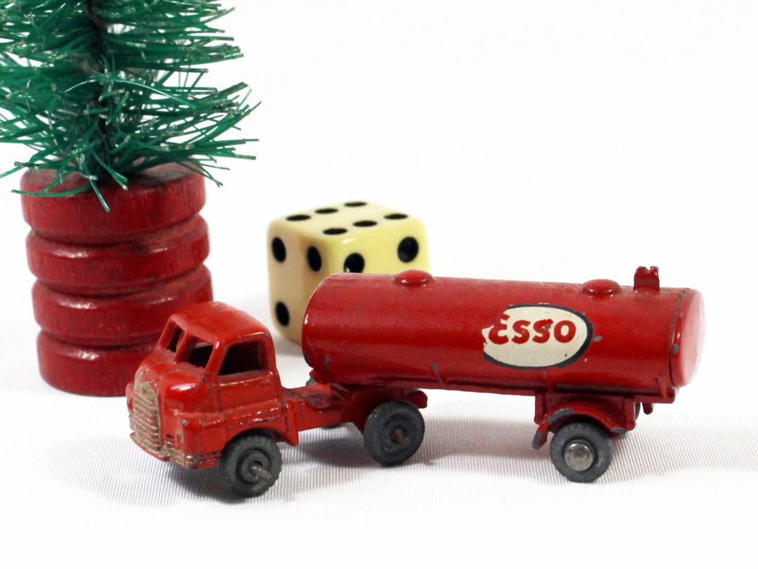 Vintage Benbros Mighty Midget Esso Petrol Tanker, Mini Red Esso Truck ...