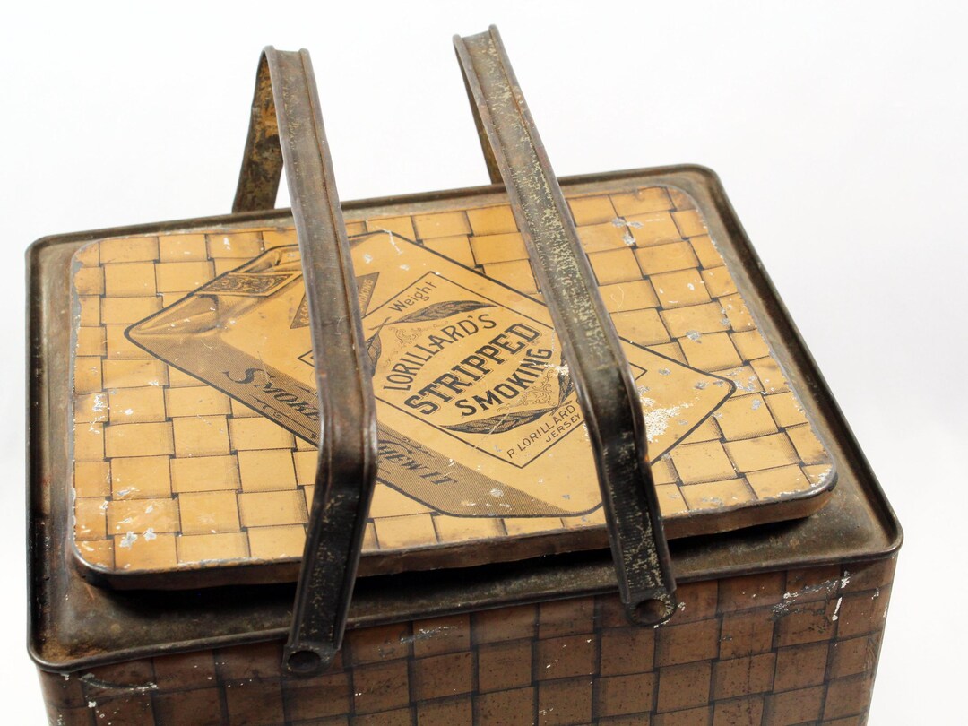 Vintage Lorillard's Stripped Smoking Tobacco Picnic Basket Lunch Box ...