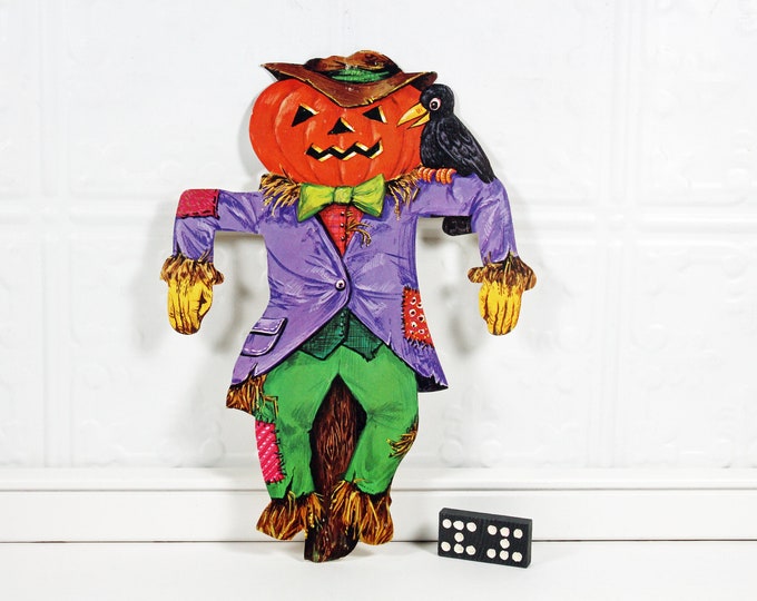 Vintage Eureka Scarecrow Jack 'O Lantern & Crow Purple and Green ...