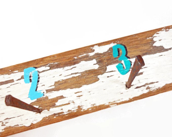 Key Rack From Reclaimed Wood With Painted Numbers and Square - Etsy