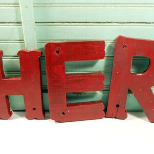 Three Red Rustic Wooden Marquee Letters HER Red Wooden - Etsy