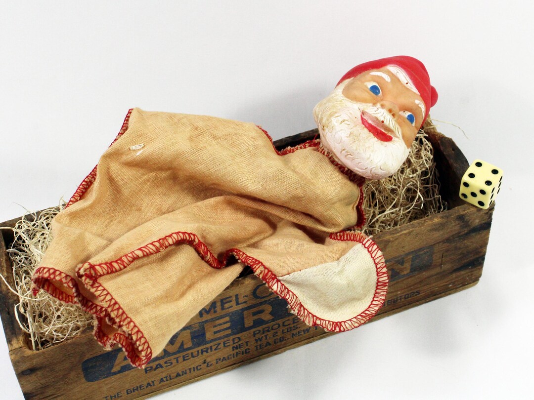 Vintage Santa Hand Puppet, JVZ Puppet With Rubber Santa Head With Blue ...