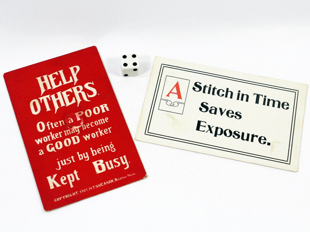 Two 1910s Comic Motto Postcards; Help Others, Sheahan's Good Mottos and ...