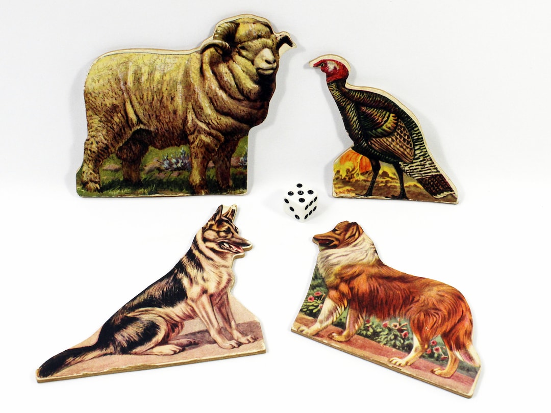 Four Vintage Litho Paperboard Farm Animal Figures, 1940s Whitman ...