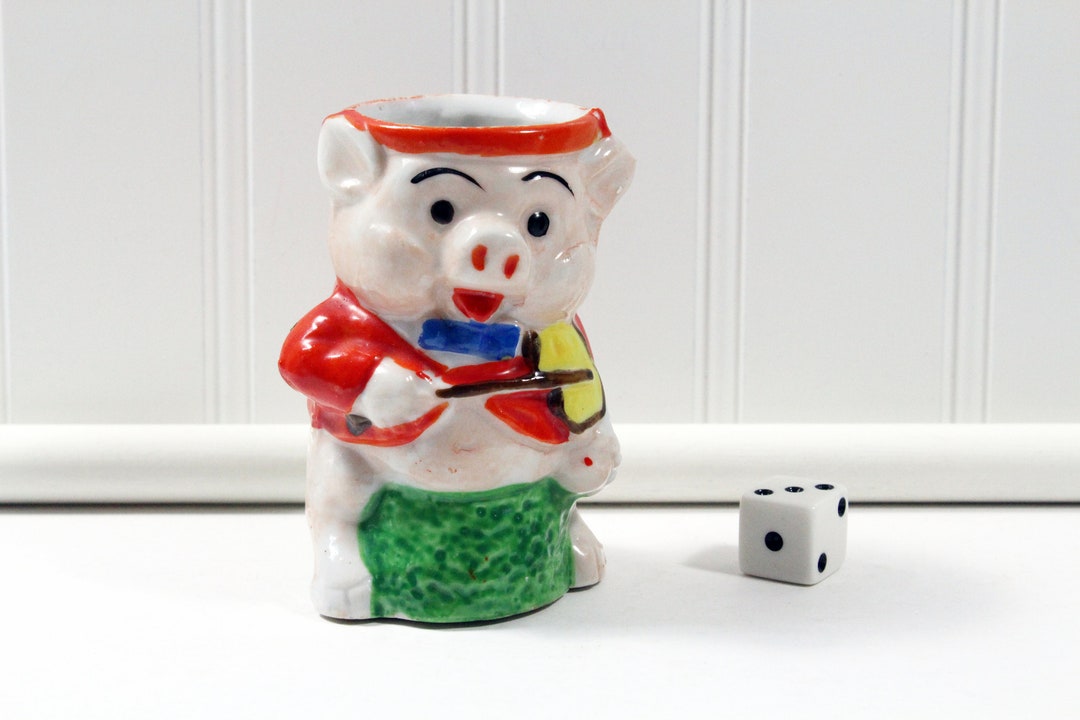 Vintage Small Ceramic Pig Playing Violin Vase, Made in Japan, Pig With ...